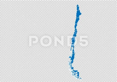 Chile map - High detailed blue map with counties/regions/states of ...
