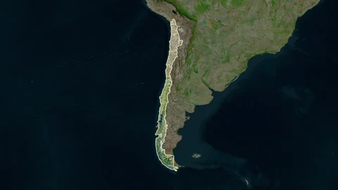 Chile map - zoom. Regions. Satellite. | Stock Video | Pond5