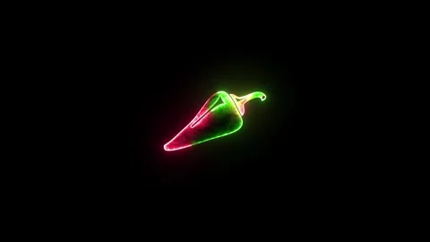 Chili pepper symbol icon glow neon fire ... | Stock Video | Pond5
