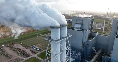 Chimney with smoke steam fumes global wa... | Stock Video | Pond5