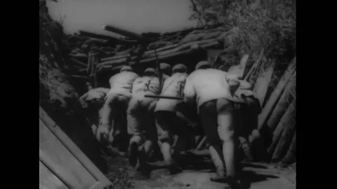 CHINA - 1944 - Chinese artillerymen push... | Stock Video | Pond5