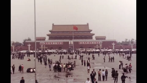 China 1980s, Pan view of Tiananmen squar... | Stock Video | Pond5