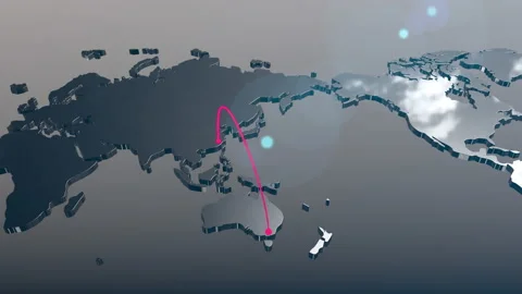 China to Australia connection world map ... | Stock Video | Pond5