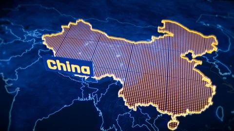 China country border 3D visualization, m... | Stock Video | Pond5
