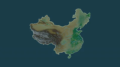 China map - cartoon. Regions. Physical. | Stock Video | Pond5