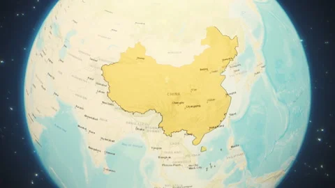 China Map On Earth Globe - Flat Style | Stock Video | Pond5