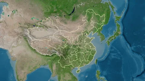 China map - glide. Regions. Satellite. | Stock Video | Pond5