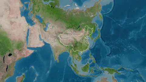 China map - glide. Regions. Satellite. | Stock Video | Pond5