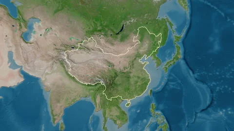 China map - solid. Regions. Satellite. L... | Stock Video | Pond5
