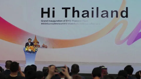 China's BYD opens EV factory in Thailand... | Stock Video | Pond5