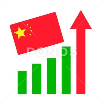 China's economic growth. Chinese flag and bar graph. Vectors ...