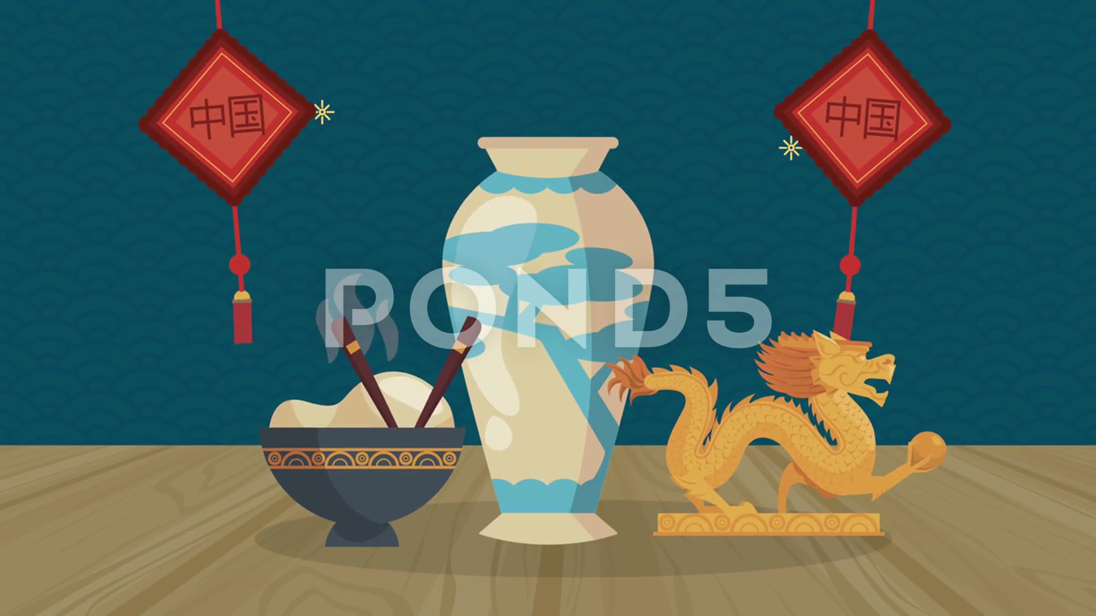 Cartoon Chinese Golden Dragon