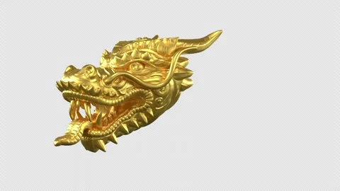 Chinese dragon gold head - 3d render loo... | Stock Video | Pond5