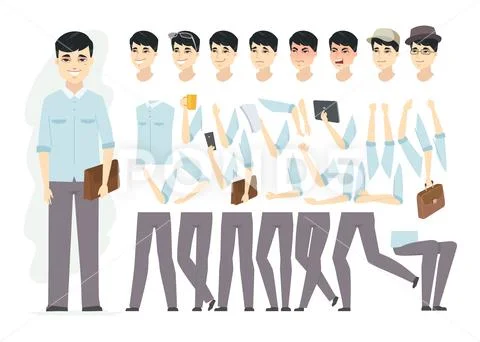 Chinese man - vector cartoon people character constructor: Graphic ...