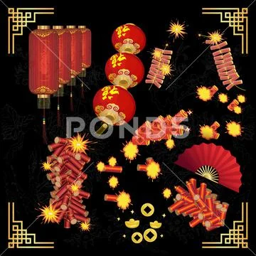 Chinese new year objects and elements for decoration: Graphic #173462953