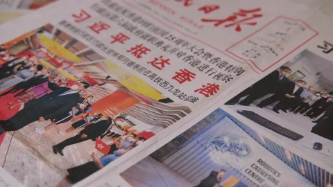 Chinese newspaper reporting President Xi... | Stock Video | Pond5