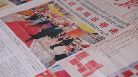 Chinese newspaper reporting President Xi... | Stock Video | Pond5