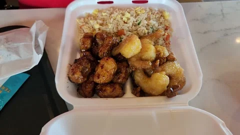 Chinese Panda Express Lunch Meal Ready t... | Stock Video | Pond5