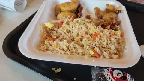 Chinese Panda Express Lunch Meal Ready t... | Stock Video | Pond5
