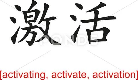Chinese Sign for activating, activate, activation ~ Clip Art #40159007
