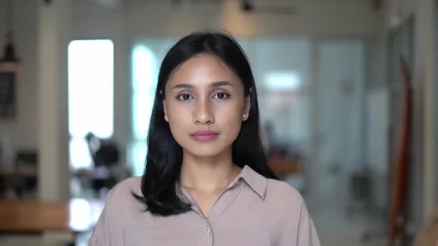 Chinese smile girl look camera. Asian wo... | Stock Video | Pond5