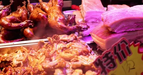 Chinese Street Food Pigs Snouts, Feet, I... | Stock Video | Pond5