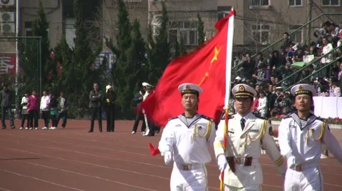 Chinese student military parade - white ... | Stock Video | Pond5