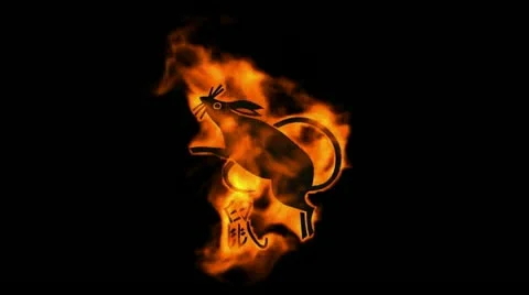 chinese zodiac of fire rat and handwriti... | Stock Video | Pond5