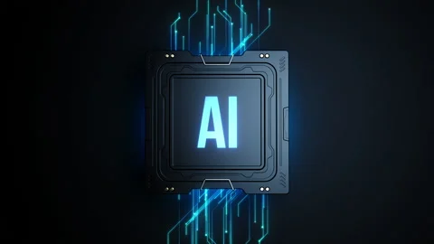 A chip with AI lettering appearing on it... | Stock Video | Pond5