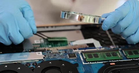 Chip on computer motherboard closeup thr... | Stock Video | Pond5