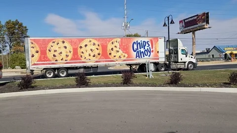 Chips Ahoy Semi Truck street Traffic | Stock Video | Pond5