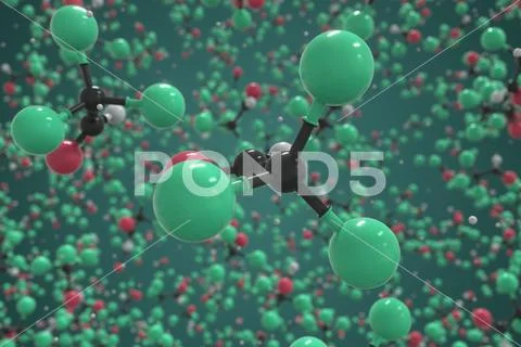 Chloral molecule, ball-and-stick molecular model. Chemical 3d rendering ...