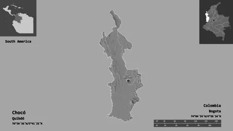Chocó location. Colombia. Bilevel map | Stock Video | Pond5