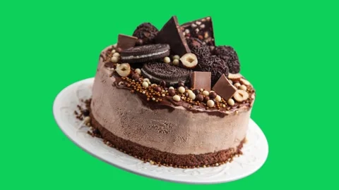 chocolate cake on a Green Screen, Chroma... | Stock Video | Pond5