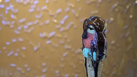 chocolate ice cream corn and liquid choc... | Stock Video | Pond5