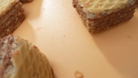 Chocolate Wafer Squares on the floor | Stock Video | Pond5