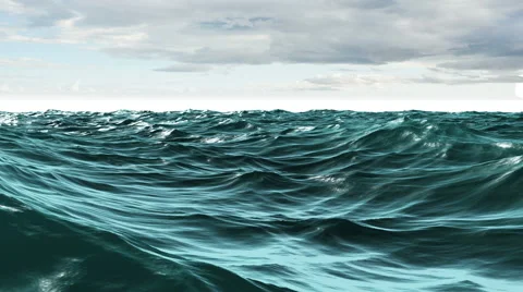 Choppy blue ocean under red screen sky | Stock Video | Pond5