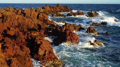 Choppy Waves at sunset, Estérel Massif,... | Stock Video | Pond5