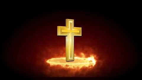 christian 3d gold colour cross symbol ro... | Stock Video | Pond5