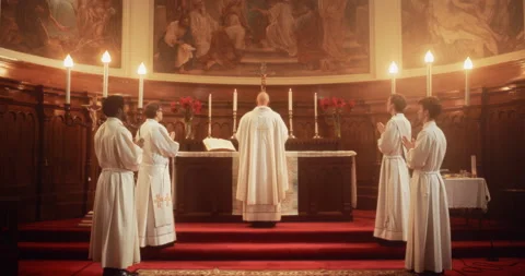 Christian Church Religious Ceremony Mass... | Stock Video | Pond5