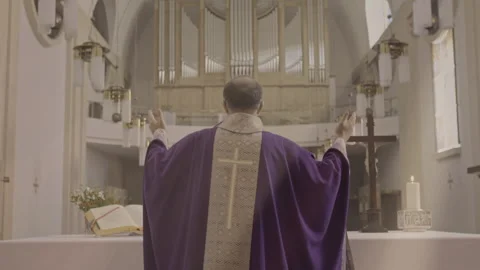 Christian priest standing on podium and ... | Stock Video | Pond5