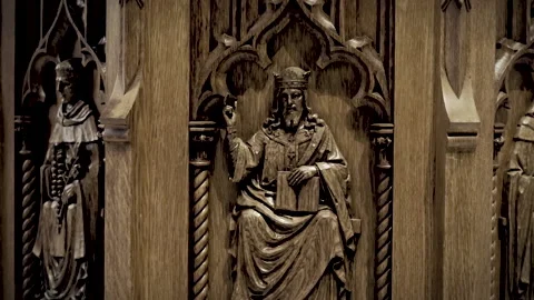 Christian Pulpit Wood Carvings of Holy F... | Stock Video | Pond5