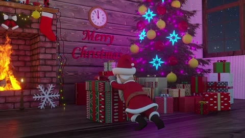 Christmas animation. Santa Claus Pushing... | Stock Video | Pond5