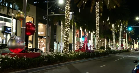 Christmas decorations on Rodeo Drive whi... | Stock Video | Pond5