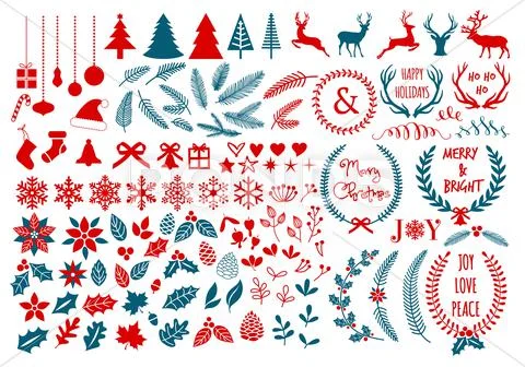 Christmas design elements, vector set ~ Clip Art #46235707