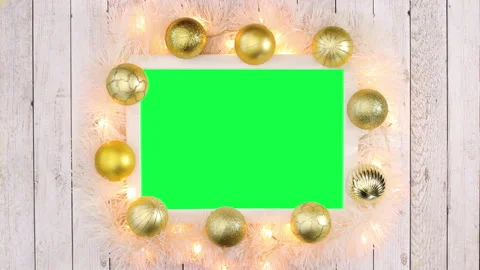 Christmas frame with gold balls, blinkin... | Stock Video | Pond5