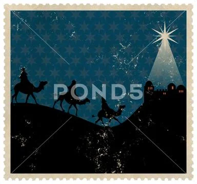 Christmas Magi Stamp Stock Illustration ~ Graphic #69853668