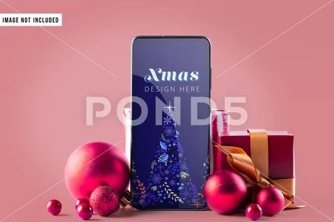 Christmas Phone Mockup ~ PSD Photoshop Template #253400358