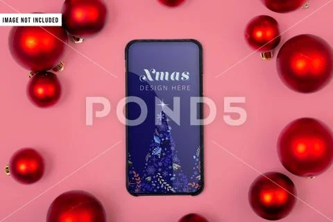 PSD Photoshop Template: Christmas Phone Mockup #253400701