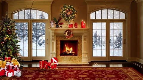 Christmas set Tv Virtual Studio Green Sc... | Stock Video | Pond5